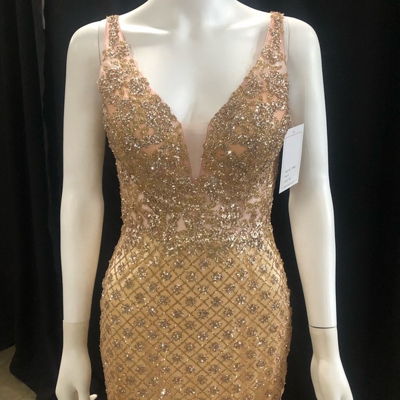 Val Stefani | Dresses | Val Stefani Gold Glitter Prom Dress Style ...